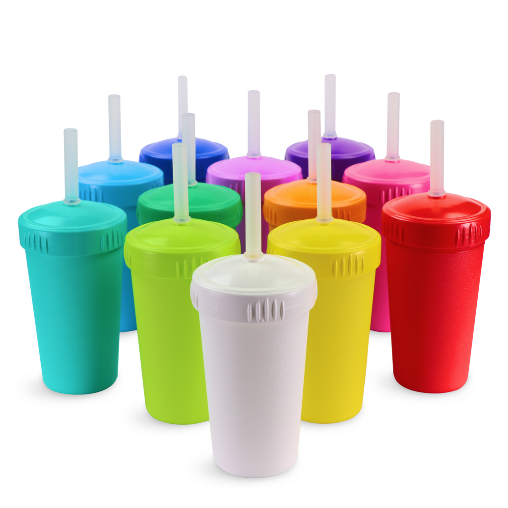 Rainbow 10 oz Straw Cup Set w/ No-Pull Out Silicone Straw USA Made fro ...